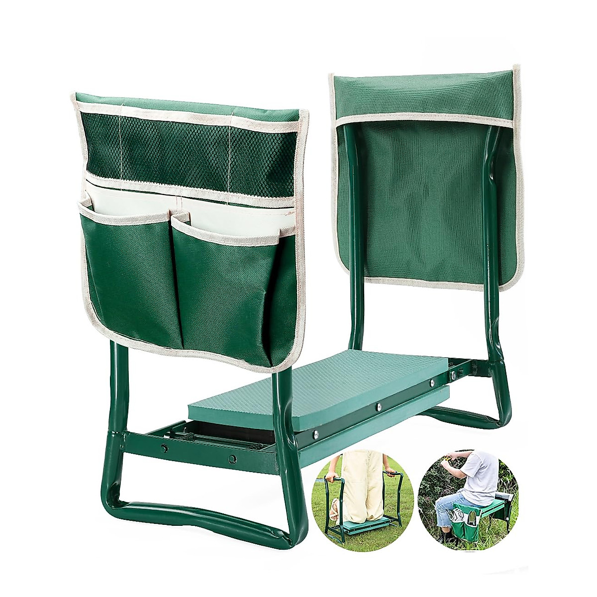Garden Kneeler and Seat, Garden Stool, Gardening Bench with 2 Tool Pouches EVA Foam Pad for Kneeling and Sitting to Prevent Knee & Back Pain, Gardening Gift for Women, Grandparents, Seniors, Mom & Dad
