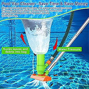 PooLuck 2023 Newest 68" Portable Pool Vacuum Jet Underwater Cleaner W/Brush Bag, 4 Section 1.25" Pole of Hand Held Portable Vacuum Pool Cleaner (No Garden Hose) Pool Spa Jet Vac for Above Ground Pool