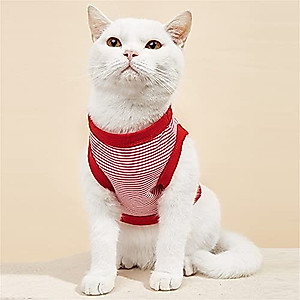 HonpraD Girl Dog Clothes Large Breed British Cotton Vest Dog Style Breathable Cat T-Shirt Striped Sleeveless Pet Clothes
