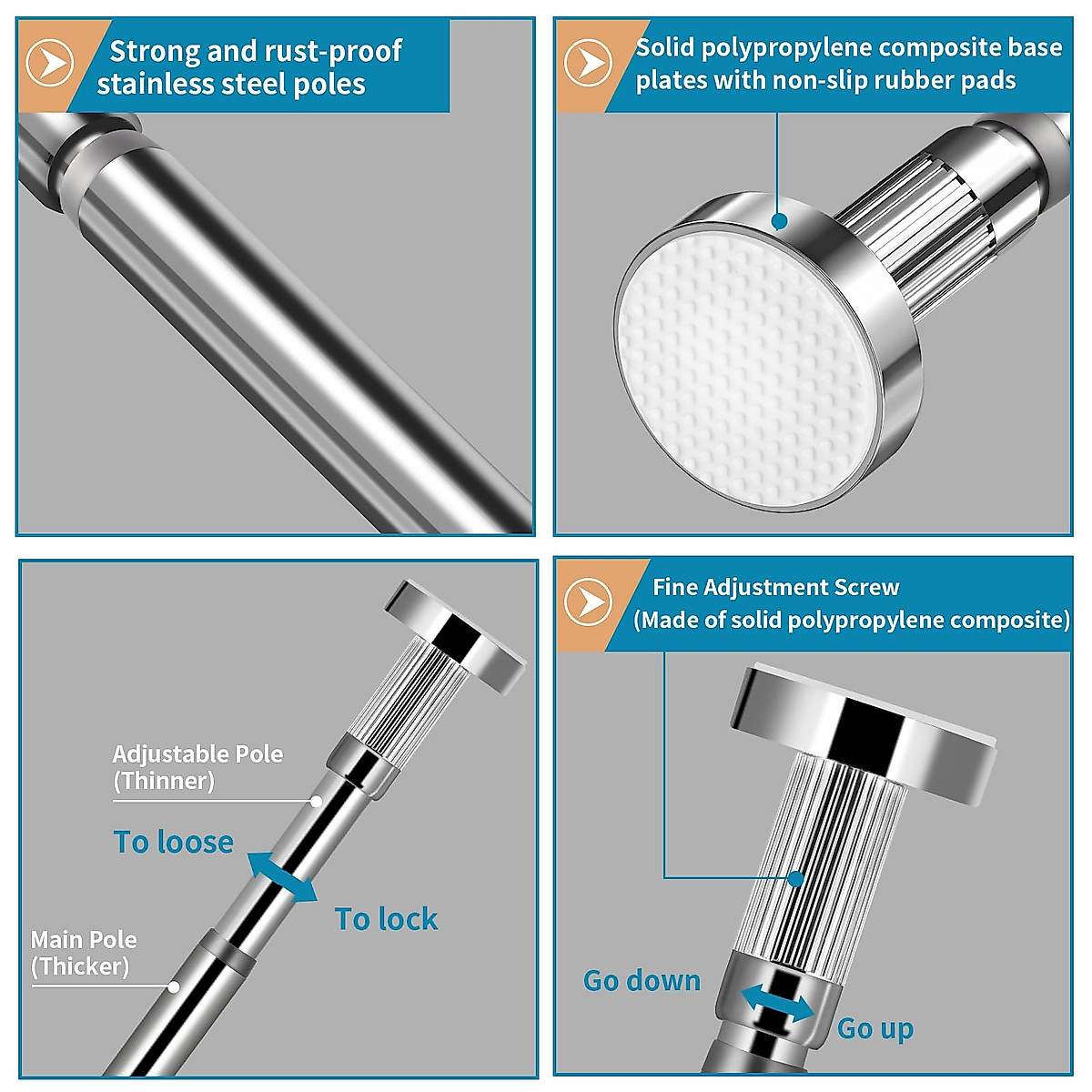 Sanbege 2 Pcs Undermount Sink Brackets Adjustable, Stainless Steel Sink Support Legs, Drill Free Sink Installation and Repair Kit System for Kitchen, Bathroom (19.7"-31.5")