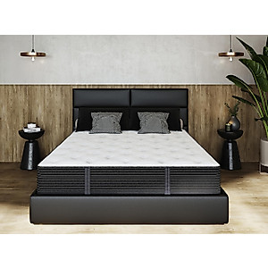 Mielmoon & Elegance Hybrid Mattress Heavy Duty Support-Firm Premium Luxury Motion Isolation/White-Black Natural Latex/Back Pain Relief, Made in USA (Firm,Full XL)