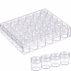 Clear Plastic Bead Storage Containers Set with 30 Pieces Storage Jars Diamond Painting Accessory Box Transparent Bottles with Lid for DIY Diamond, Nail and Other Small Items (1.15 x 1 Inch)