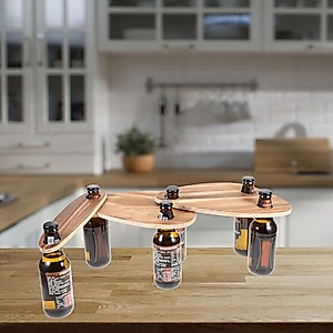 Hemoton 3Pcs Wine Bottle Topper Serving Tray Set Wooden Flat Wine Bottle Cheese Trays Picnic Charcuterie Board Floating Cheese Board Set Snack Holder Tray for Wedding Tea Coffee