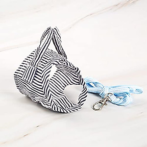 Small Pet Harness with Leash Outdoor Walking Comfort Adjustable Stripe Vest Lead Rope for Guinea Pig Hamster Ferret Baby Hedgehog Dutch Pig Blue S Size