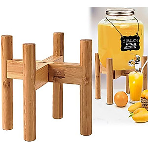 Drink Dispenser Stand - Beverage Glass Jar and Water Plastic Jug Holder - Adjustable up to10-inch Wide