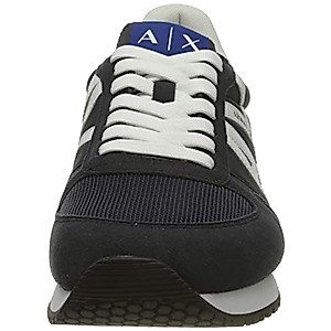A|X Armani Exchange Men's Low-top Sneakers, Navy + Optical White, 8