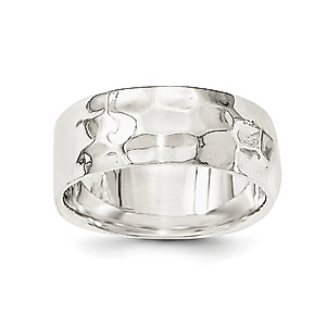 Solid 925 Sterling Silver Hammered Ring Band Size 7