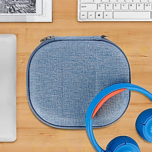 Geekria Shield Kids Headphones Case for Child On-Ear Headphones, Replacement Hard Shell Travel Carrying Bag with Cable Storage, Compatible with JBL JR300BT, JR 310BT Headsets (Blue)