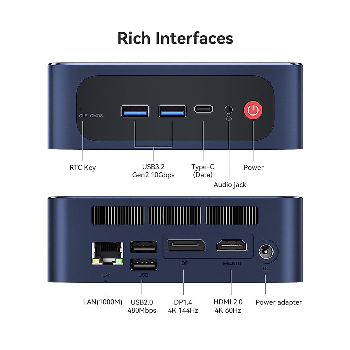 Beelink Mini PC, SEi12 Mini Computers Intel i5-12450H(Up to 4.4GHz) 8C/12T, Micro PC 16GB DDR4 RAM 500GB M.2 NVMe SSD, Desktop Computer 4K@60Hz/HDMI&DP/WiFi6/BT5.2/Gigabit Ethernet/HTPC/W-11 Pro