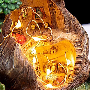 Develoo Fairy Garden Mini Succulent Pot, Creative DIY Resin Tree Shape Plants Pot with LED String Fleshy Flower Platter Pots Succulent Cactus Plant Pot Planters Gardening Gifts Statues