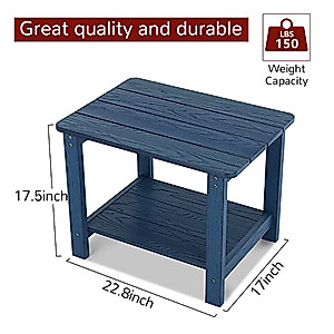 Stoog 22.8" Oversized Outdoor Side Table, All-Weather Adirondack Side Table, Low Maintenance, for Backyard, Garden, Pool, Lawn, Porch, Blue