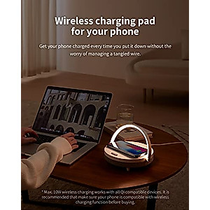 LED Night Light, EZVALO Music Bedside Lamp with Wireless Charger, 4 in 1 Touch Lamp, Portable Bluetooth Speaker, Phone Holder, Dimmable Wireless Charging Lamp Birthday Gifts for Women, Men, Dad, Mom