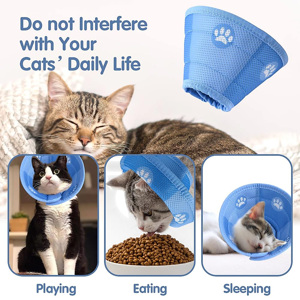 Jaxbo Soft Cat E Collar，Cat Recovery Collar，Adjustable Cat Cone Collar Elizabethan Collar Does Not Block Vision
