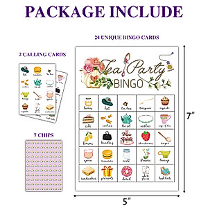 Disfuco Tea Party Bingo Cards, Tea Bridal Party Games Bingo Cards, School Party, Birthday, Garden Tea Party Favors Supplies Decorations, 24 Players Bingo Game (A02)