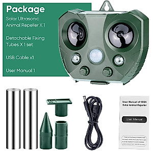 2024 Upgraded Ultrasonic Animal Repellent - Solar Animal Repeller with Motion Sensor & Strobe Light, Cat Repellent Outdoor Deer Repellent Devices for Rabbit Raccoon Squirrel Cat Skunk Dog Deer