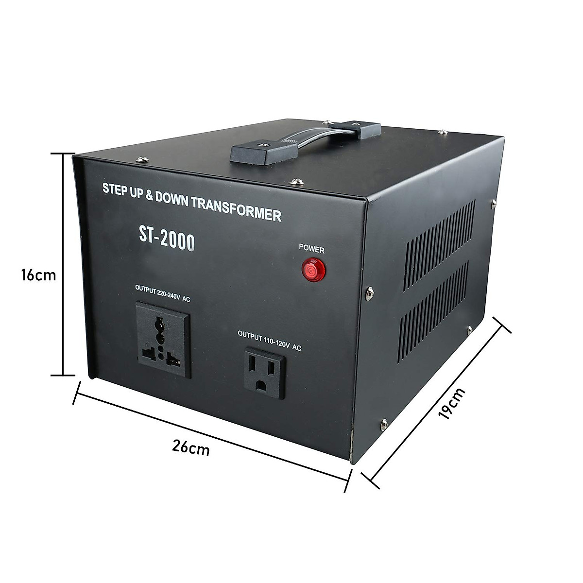 2000 Watt Step Up/Down 110V/220V Voltage Converter Transformer with Circuit Breaker Protection