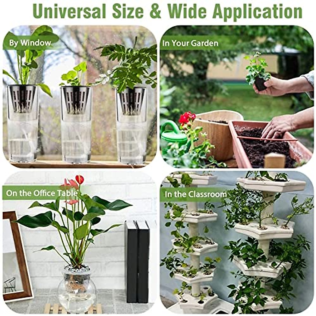 JpGdn 50PCS 1.75" Mesh Net Cup Pots Basket Hydroponics System Supplies Aquaponics Seed Growing Media Black