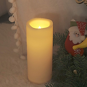 2 Pack Outdoor Flameless LED Pillar Candles Battery Operated Flickering Lights with Timer Plastic Resin Lights for Christmas Home Garden Decoration Baby Birthday Party Bridal Shower Decor 4x10 Inches