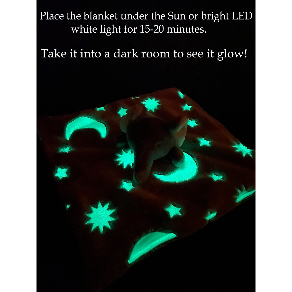 Believe BigDreams Loveys for Babies Girls - Baby Stuffed Animals for Newborn Boy - Grey Polyester Baby Security Blanket Stuffed Elephant for Baby Glows in The Dark…