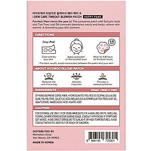 I DEW CARE Hydrocolloid Acne Pimple Patch - Timeout Blemish Happy Paws | Korean Cute Acne Patches | zit patches for face and skin, 36 Count (14mm), Facial Stickers, Absorbing with Tea Tree Leaf Oil