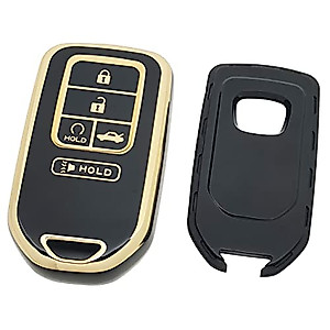 Horande SoftTPU Protector Key Fob Cover Case fit for Honda Accord Civic CR-V CRV Pilot EX EX-L Touring Premium 2019 Insight Keyless Entry Key Fob (Black)