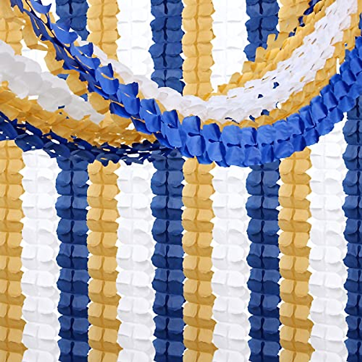 Navy-Blue White-Gold Party-Decorations Streamers Garland - 12pcs Royal Blue Graduation 2023 4-Leaf Paper Clover Streamer Men Boy Birthday Wedding Bridal Shower Flower Banners Fathers day Decor Ouruola