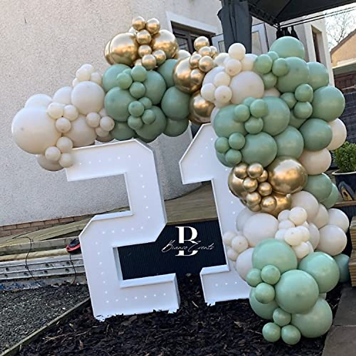 RHGBINLI Sage Green Gold Balloon Garland Kit 90pcs 18Inch 12Inch 10Inch 5Inch with Olive Green Metallic Chrome Gold and Gold Confetti Balloons for Bridal Shower Birthday Party Graduation Decorations