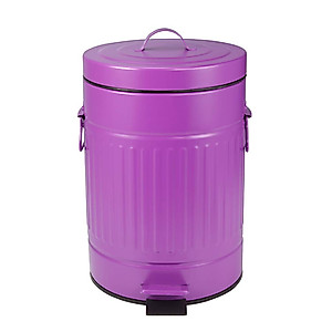 Trash can Retro Step with Lid Large Trash Bin Bathroom Garbage Can Large Wastebasket for Kitchen, Living Room,Bedroom,Office Soft and Quiet Lid Close (Color : Purple)