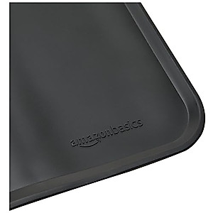 Amazon Basics Waterproof Anti-Slip Silicone Pet Food and Water Bowl Mat, 24 x 16 Inches, Black, Solid