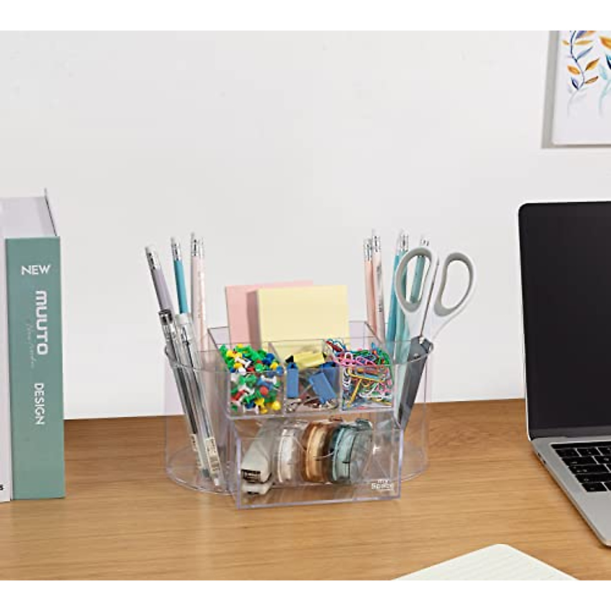 Desk Organizer Pen Holder Acrylic for Office Supplies and Desk Accessories Clear Office Organization Desktop Organizer for Room College Dorm Home School (Clear)