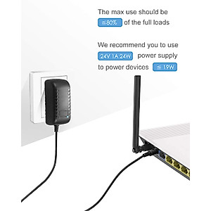 ALITOVE 24V 1A 24W DC Power Supply Adapter 100~240V AC to DC 24 Volt 1 Amp Converter 24 vdc 1000mA 800mA 600mA 400mA 200mA with 5.5mm x 2.5mm 2.1mm Plug for LED Strip Light CCTV Camera DC Pump
