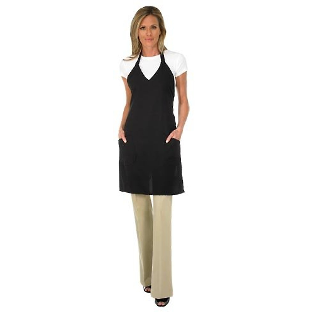Betty Dain Silhouette Stylist Apron in Black for Salon Hairstylist and Professional Cosmetology Featuring a V-Neck Design | Water Resistant, Lightweight Polyester with Adjustable Snap-Closure