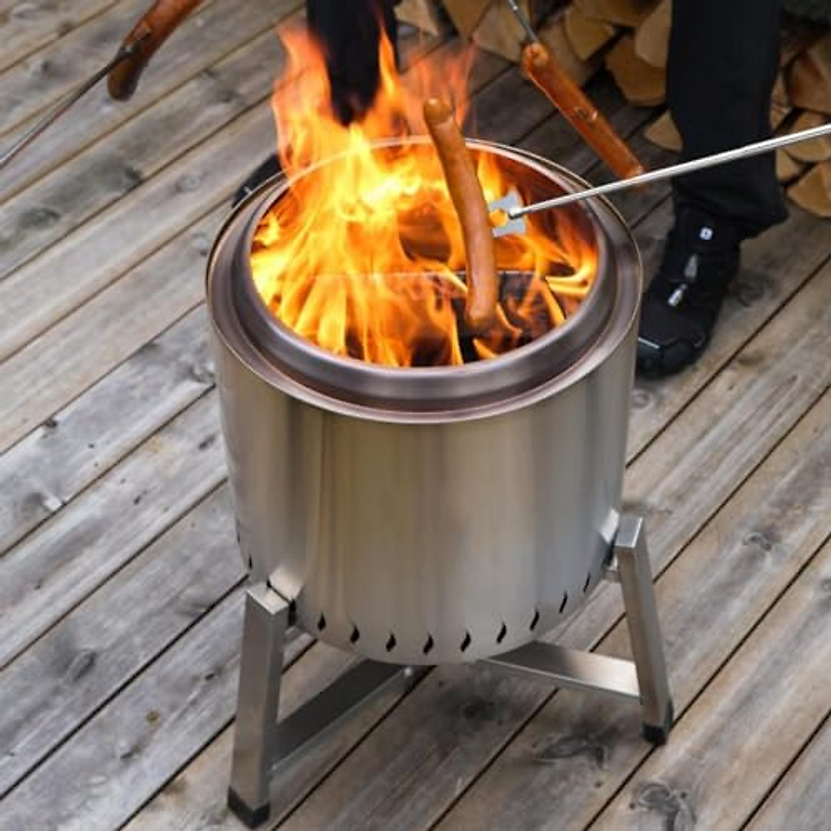 WINTRON Firepit Stand, 15" Stand for Solo Stove Ranger and Other 15-in Outside Firepit, Stainless Steel Fire Pit Accessory, Outdoor Fireplace Tools