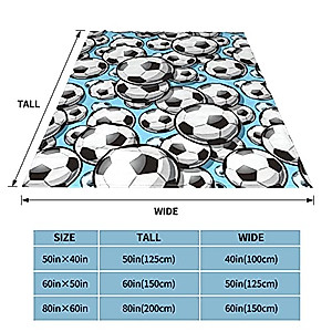 Soccer Balls Pattern Blanket Cozy Soft Throw Blanket for Couch Sofa Bedding Living Room, Warm Plush Flannel Blankets for Boys Girls Men Women 50"x40"