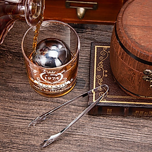 LIGHTEN LIFE 50th Birthday Gifts for Men,1974 Whiskey Glass Set in Barrel Box,50 Years Old Gifts,50th Birthday Gift Ideas,1974 Birthday Gifts for Dad Husband,50th Birthday Decorations for Men