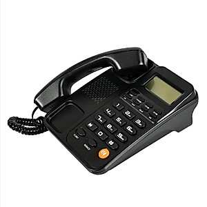 Corded Telephone Landline Telephone, Wired Telephone Big Button Phones with Caller Identification, Suitable for Office, Front Desk, Home, Hotel, No AC Power Required(Black)