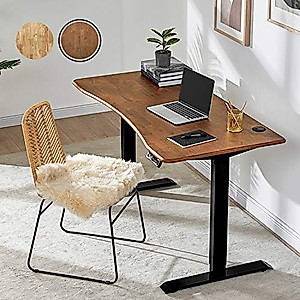 mopio Solid Wood Sterling Electric Height Adjustable Standing Desk, Sit Stand Desk Workstation, 3 Adjustable Memory Setting and Stand Alarm 100% Solid Wood (Walnut, 53")