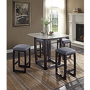 Acme Furniture Razo Counter Height Table, Marble & Weathered Espresso