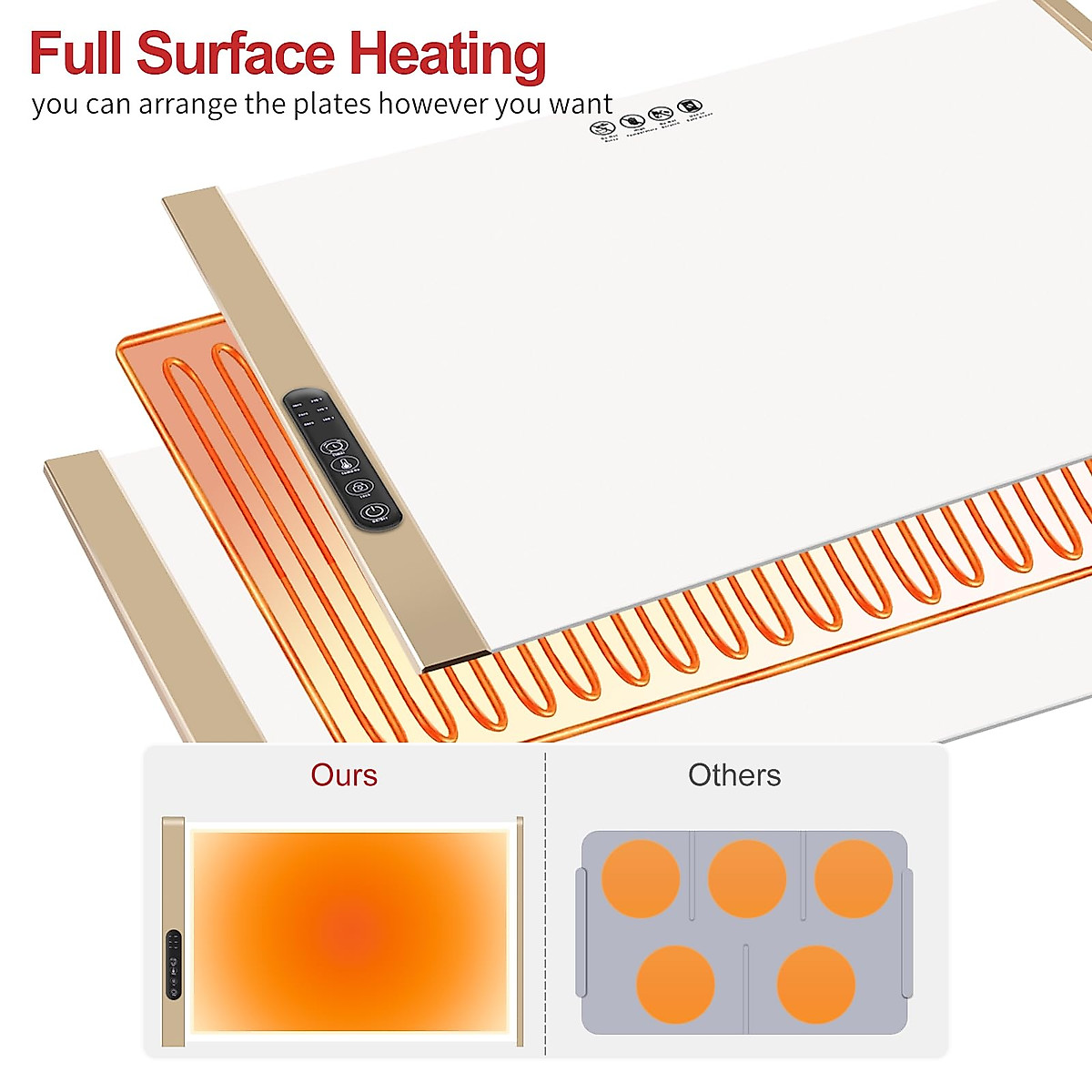 Silicone Food Warming Mat, Portable Electric Heating Tray with 3 Adjustable Temperature Settings Safety Lock Kitchen Warmer Mat Roll Up Family Party Indoor Outdoor Camping Thanksgiving