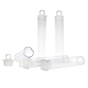 The Beadsmith Clear Plastic Tubes - 3-Inch-Long Round Tubes, 9/16 Inches in Diameter - Hanging Caps - Use for Beads, Bath Salts, Wedding & Party Favors, Home or Office Storage - Bag of 100