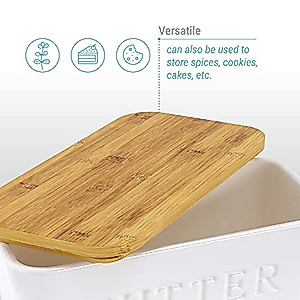 PriorityChef Large Butter Dish with Lid for Countertop, Ceramic Butter Container With Airtight Cover, Butter Keeper for Counter or Fridge, White Butter Holder Storage…
