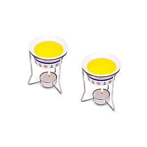 Nantucket Seafood Ceramic Butter Warmers, Nautical Design, Set of 2