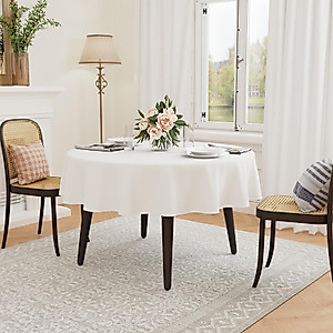 GFCC 48 Inch Round Tablecloth - Round Polyester Tablecloth Round Table Cover Table Cloth for Event Wedding Birthday Party Banquet Restaurant, White