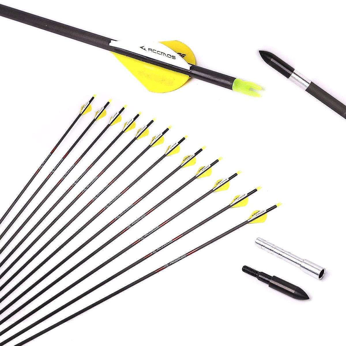 Spine 400 Arrow for 70 Lb Compound Bow 24 Inch Arrow Target Practice Arrow Hunting Arrow Carbon Arrows Adult Youth Archery Indoor Outdoor Shooting Bullet Tip 12pc