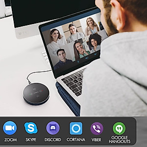 CMTECK USB Speakerphone, Conference Microphone for Home Office, Crystal Clear 360º Voice Pickup, Plug and Play, LED Indicator, Perfect for Zoom, Skype, Podcasting