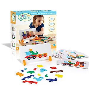 Guidecraft Animal Train Sort and Match - 40 pieces Color and Shapes Matching Game for Children - Kids Early Learning and Development Toy