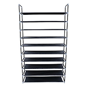 Shoe Rack Organizer Storage Shoes Shelves Black 10 Tier 50 Pairs Standing