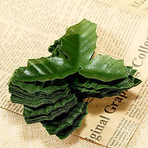 dophee 50Pcs Artifical Leaves Rose Flower Leaf Wedding Bouquet Garden Home Decor Crafts - Green