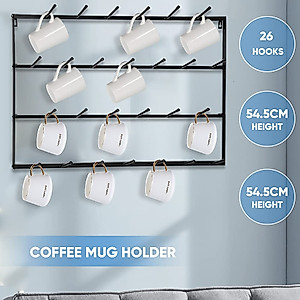 Ejoyous Coffee Mug Rack Wall Mounted, 30 Hooks Metal Mug Holder Coffee Cup Hanger Storage Rack Display Organizer for Coffee Mugs, Tea Cups, Mason Jars(4 Tier)