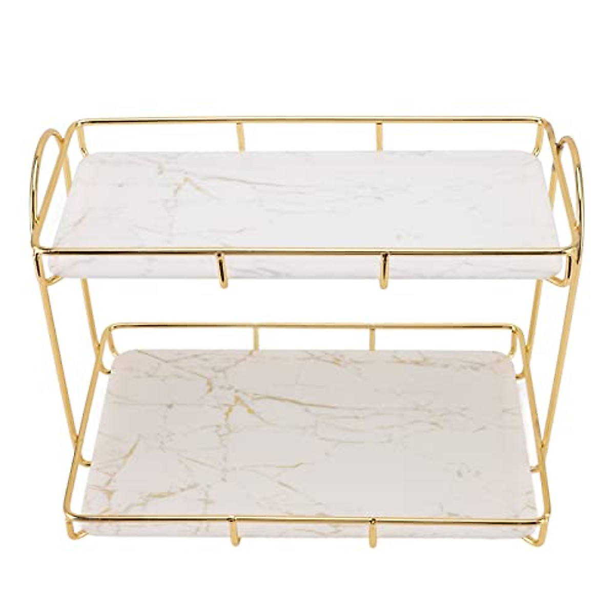 YWBL-WH 2 Tier Cosmetic Storage Shelf Bathroom Countertop Organizer Makeup Organizer Shelf Vanity Organizer Rack